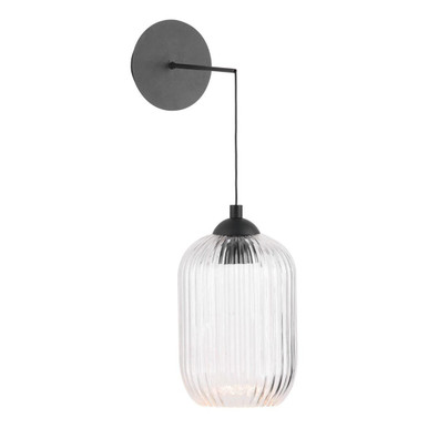 Eileen Matt Black with Clear Ribbed Glass Diffuser LED Wall or Pendant ...