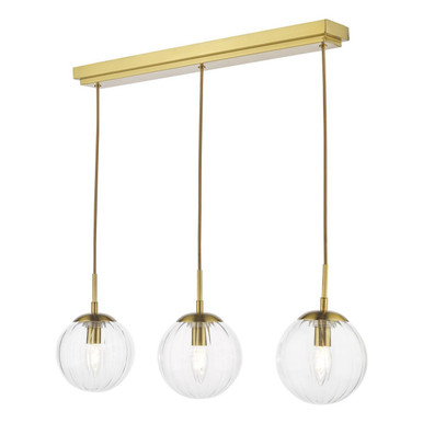 Jocelyn 3 Light Natural Brass with Clear Diffusers Bar Pendant Light