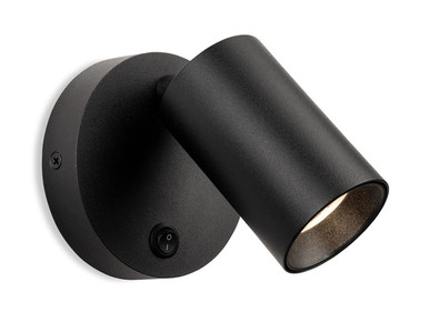 Max Black Adjustable Switched Wall Spotlight