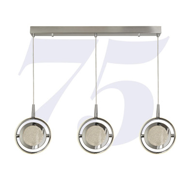 Gyroscope 3 Light Chrome with Crystal Led Bar Pendant Light