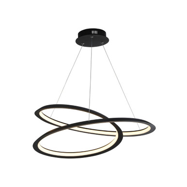 Swirl Black with Opal Circular Dimmable LED Ringed Pendant Light