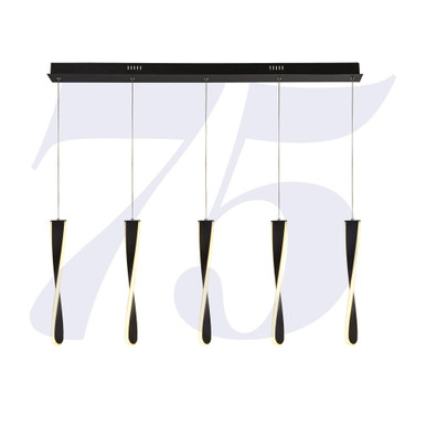 Paddle 5 Light Black Bar Pendant Light