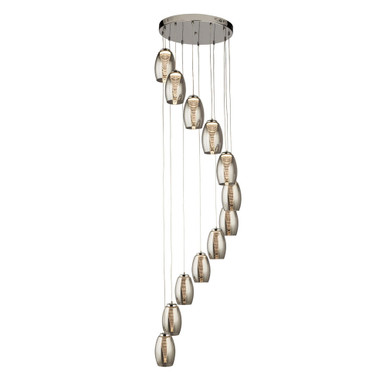 Cyclone 12 Light Smoked Glass Cluster Pendant Light