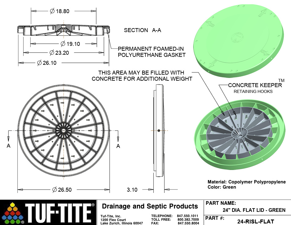 Tuf-Tite 3-Piece Bundle: 24" x 6" Riser, Flat Lid, & Tank Adapter Ring ...