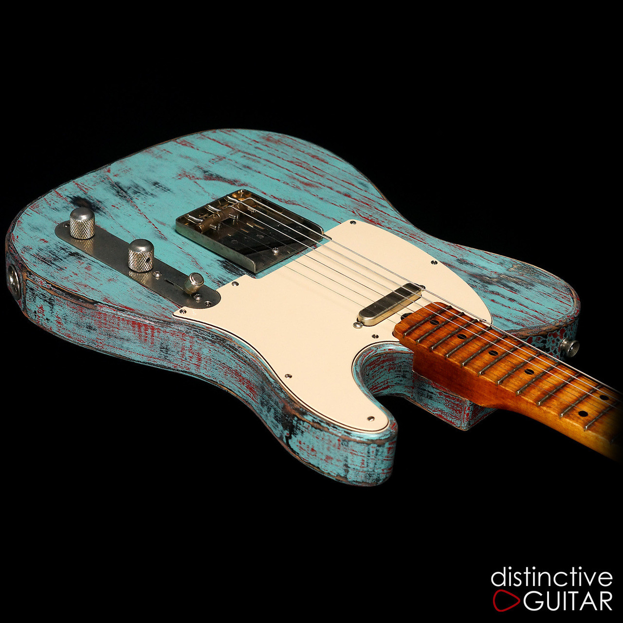 Palir Mojo Titan Daphne Blue/Red Relic Telecaster - distinctiveguitar