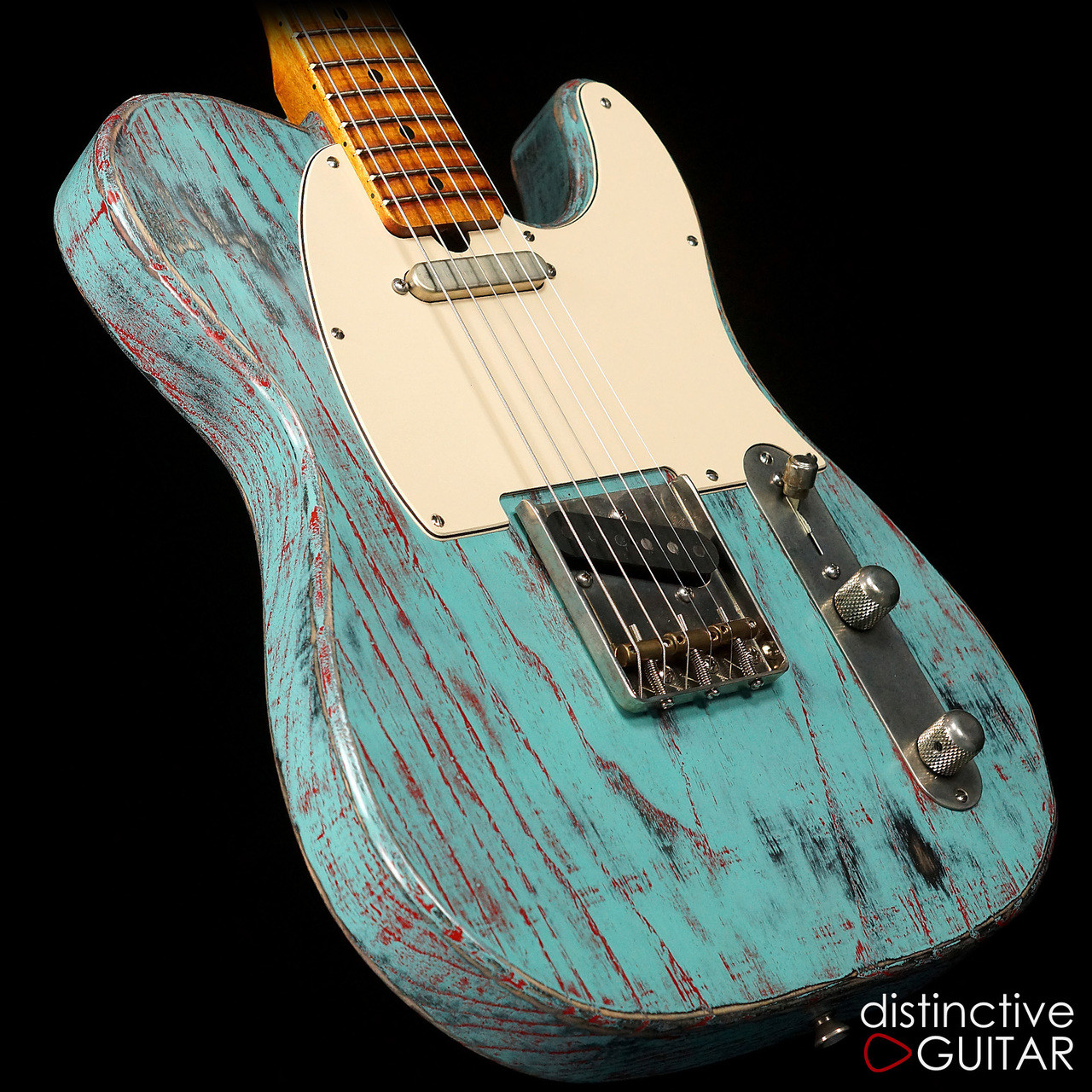 Palir Mojo Titan Daphne Blue/Red Relic Telecaster - distinctiveguitar