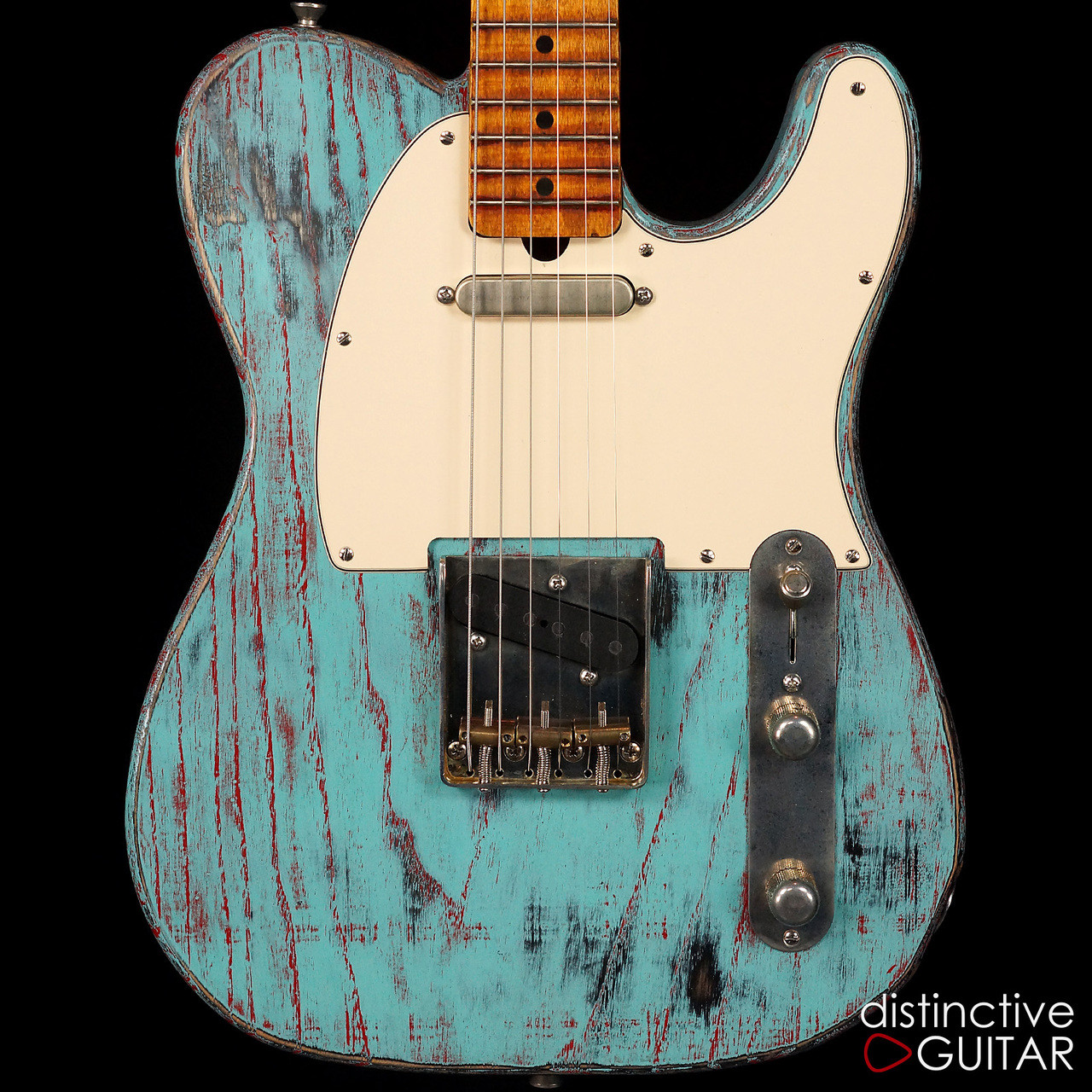 Palir Mojo Titan Daphne Blue/Red Relic Telecaster - distinctiveguitar