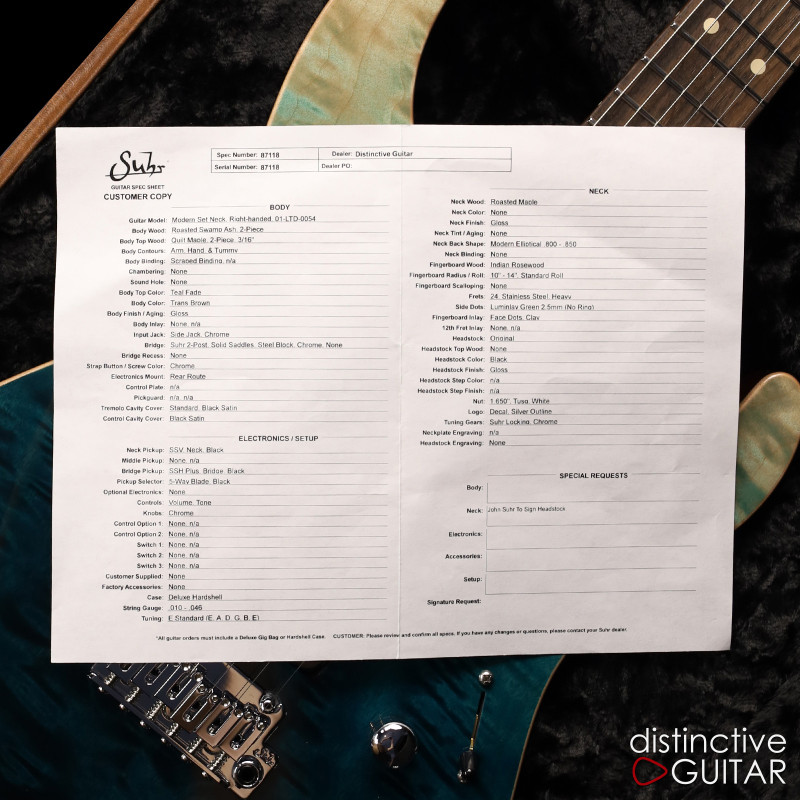 Suhr Modern Set-Neck LE - Teal Fade