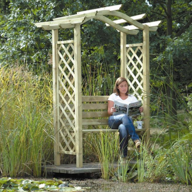 OMEGA TOP GARDEN ARCH WITH SEAT - Listers Timber
