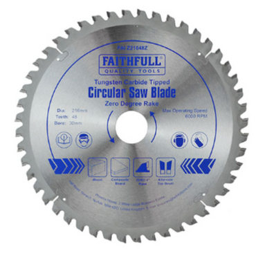 FAITHFULL CIRCLE SAW BLADE 216 X 30 X 48T - Listers Timber