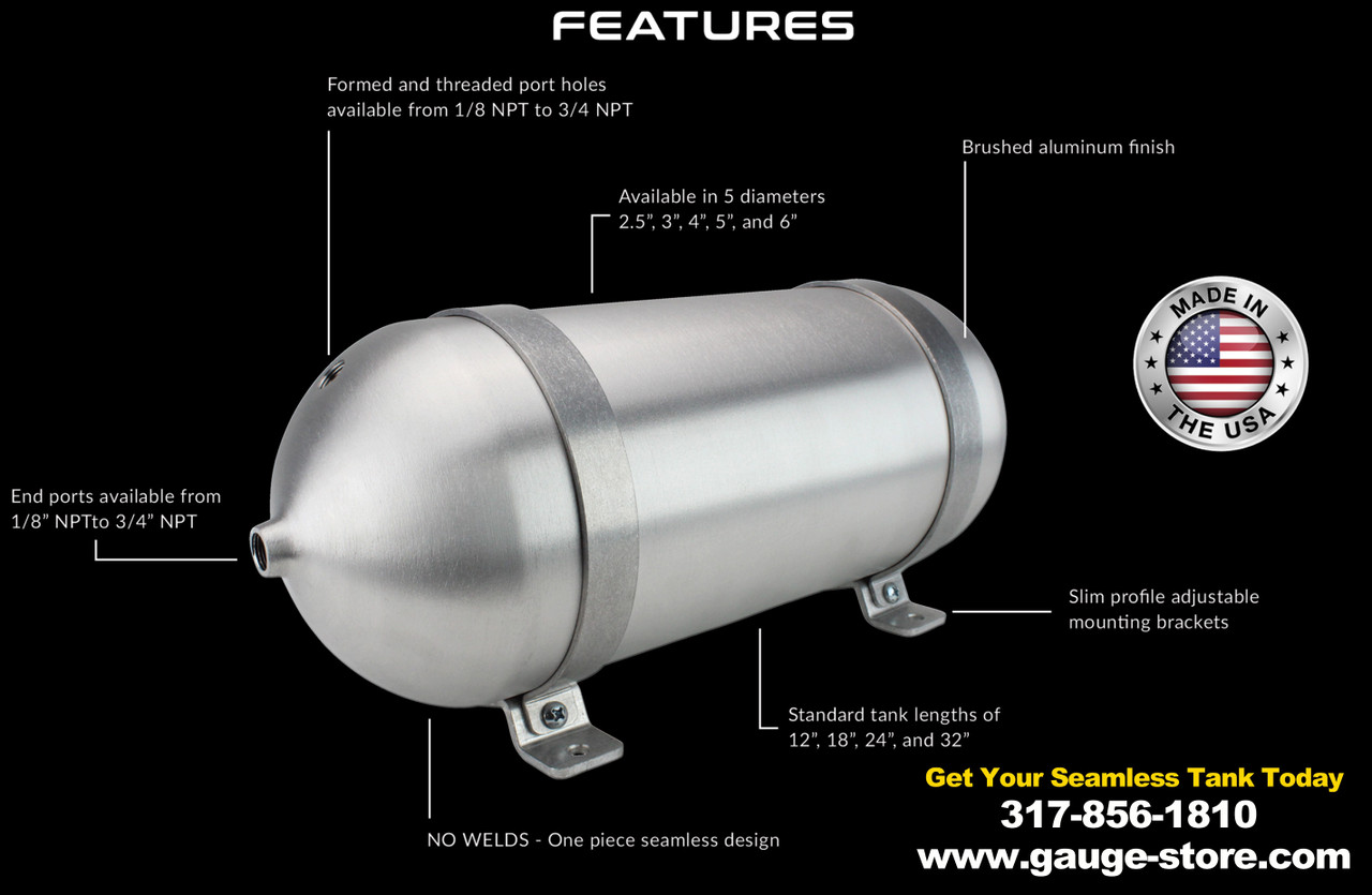 1/2 Gallon 24 Inch Seamless Air Tank