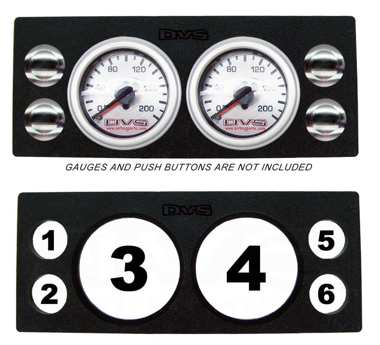 AVS Dual Gauge Panel with Two 2 Inch Gauge Cutouts & Four Push Button ...