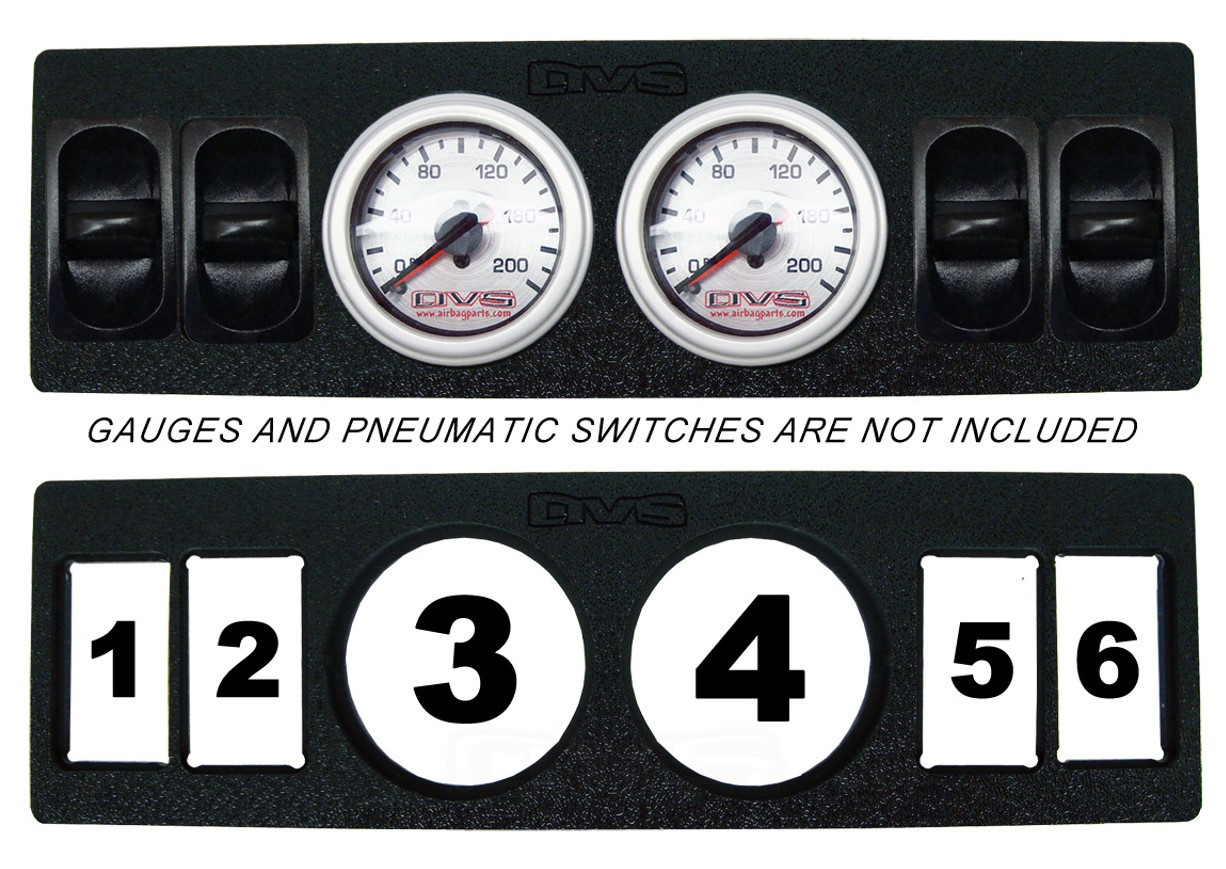 AVS Gauge Panel with Two 2 Inch Gauge Cutouts & Four Pneumatic Switch ...