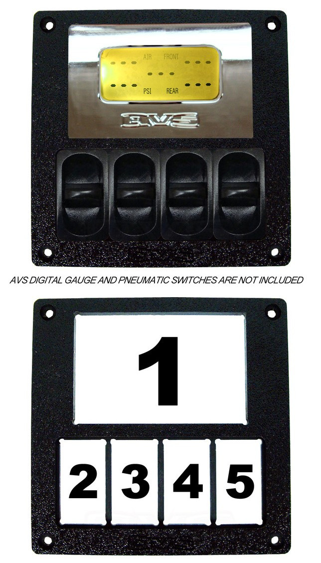 AVS Gauge Panel with AVS Digital Gauge and Four Pneumatic Switch Cut Outs