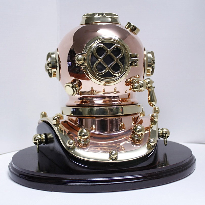Medium Mark V Navy Diving Helmet On Base
