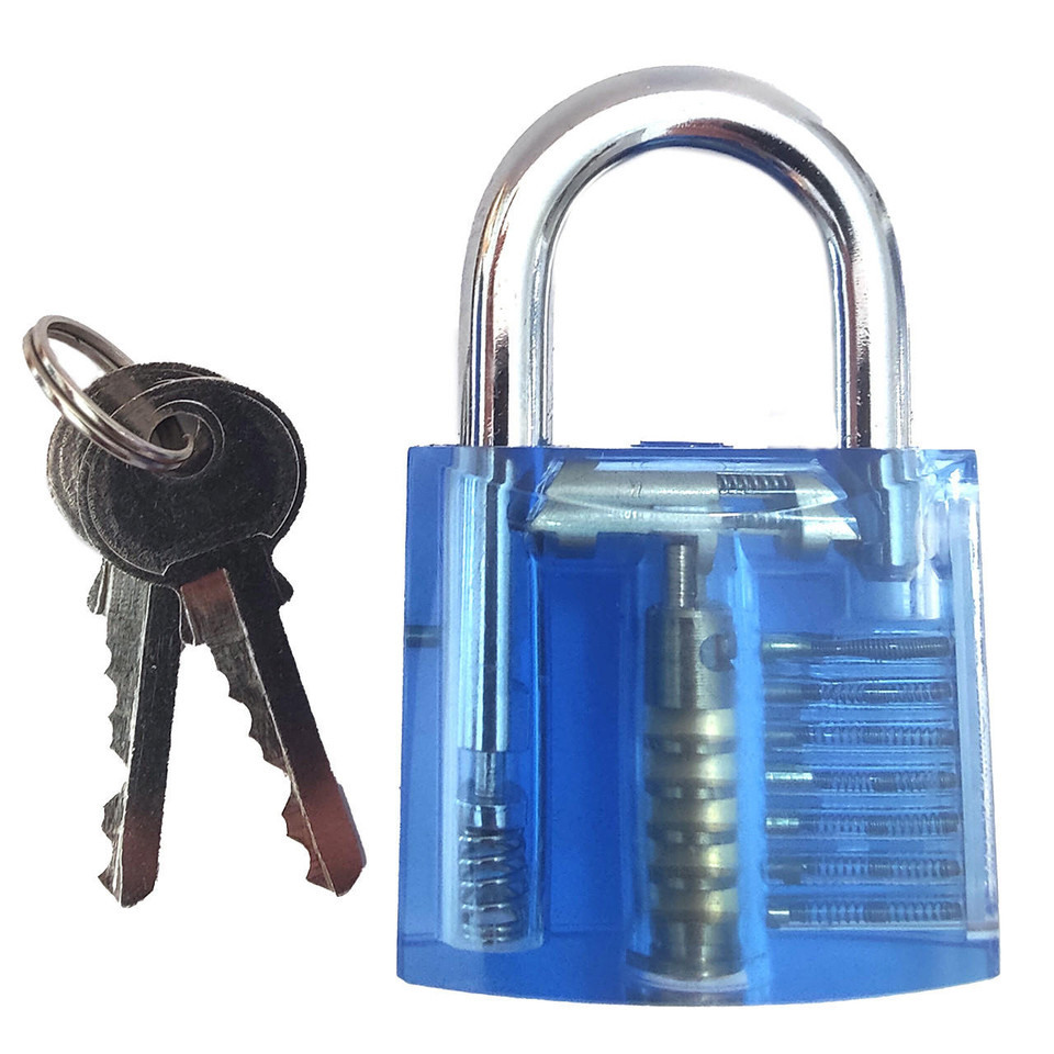 Clear (Blue) Practice Padlock (For Lock Picking) Clear (Blue) Practice Padlock (For Lock Picking)