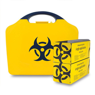 Body Fluid Bio Hazard Clean Up Kit 2 Application in Aura Box with Bracket