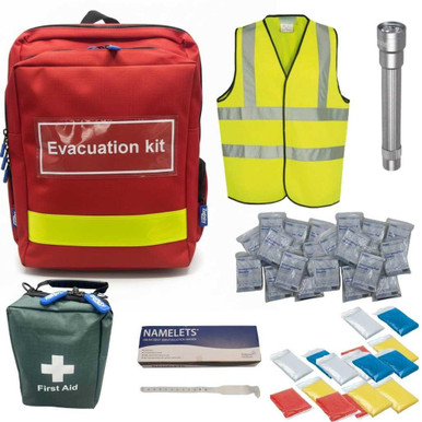 Care Home Evacuation Kit In Red Emergency Backpack