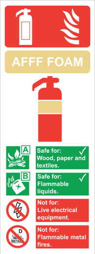 Fire Extinguisher AFF Foam Sign Vinyl 20x7.5cm