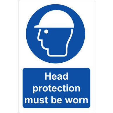 Head Protection Must Be Worn Sign Rigid 20x30cm Helmets