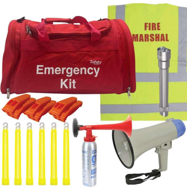 Fire Marshal Kit in Emergency Red Grab Bag With Shoulder Strap