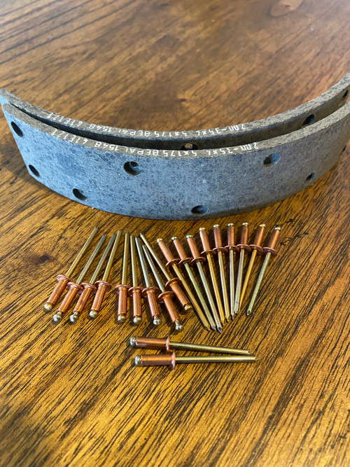 4.5MM BERAL BRAKE LININGS SET FOR WORN+ RESURFACED DRUM W/COPPER RIVETS ...