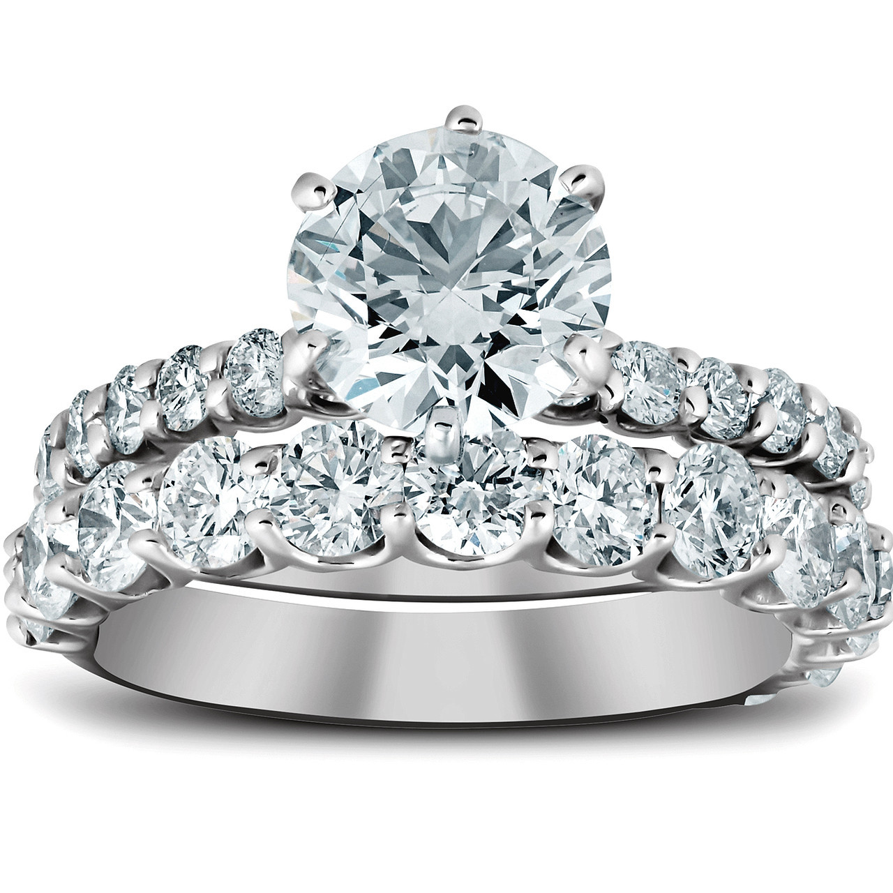 3 Ct Diamond Engagement Wedding Ring Set 14k White Gold G H SI