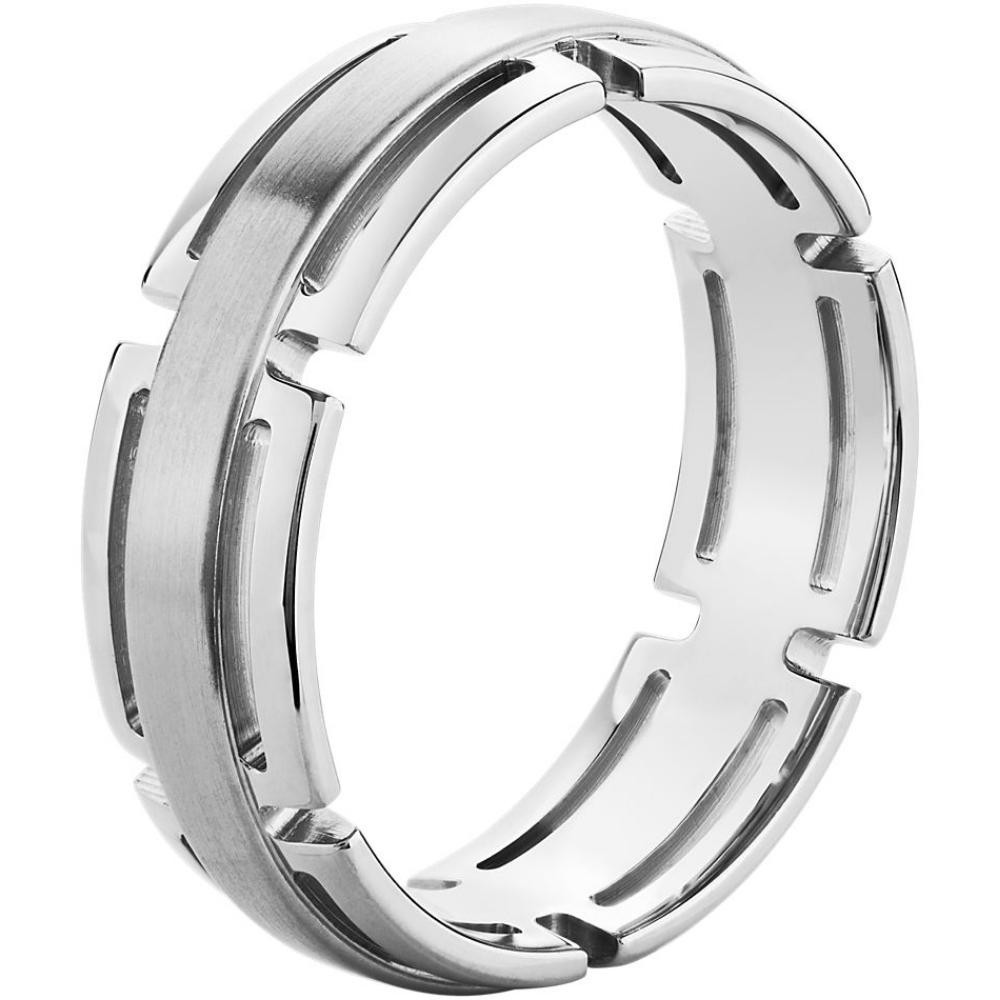 Men's 7mm Modern Link Edge Wedding Ring in White, Yellow, or Rose Gold
