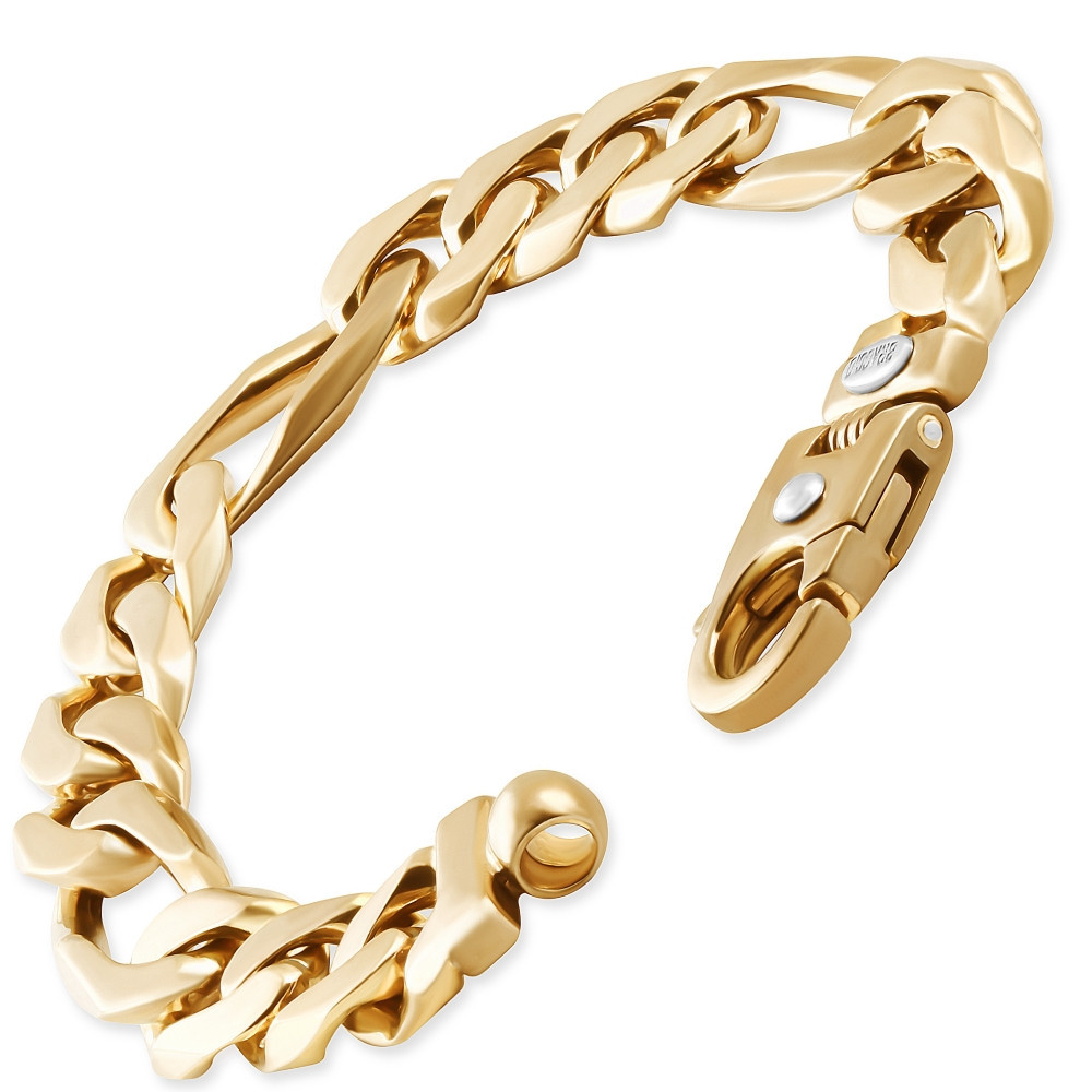 Men's Figaro Link 14k Gold (79gram) or Platinum (123gram) 13.5mm Bracelet 8.5"