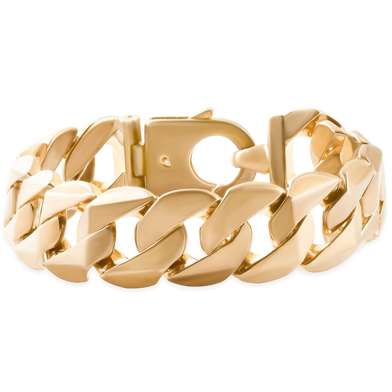 Men s Cuban Link 14k Gold 147gram or Platinum 236gram 20mm Bracelet 9.5