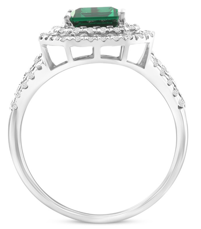4 1/2Ct TW Emerald Cut Emerald & Lab Grown Diamond Ring in 14k White Gold