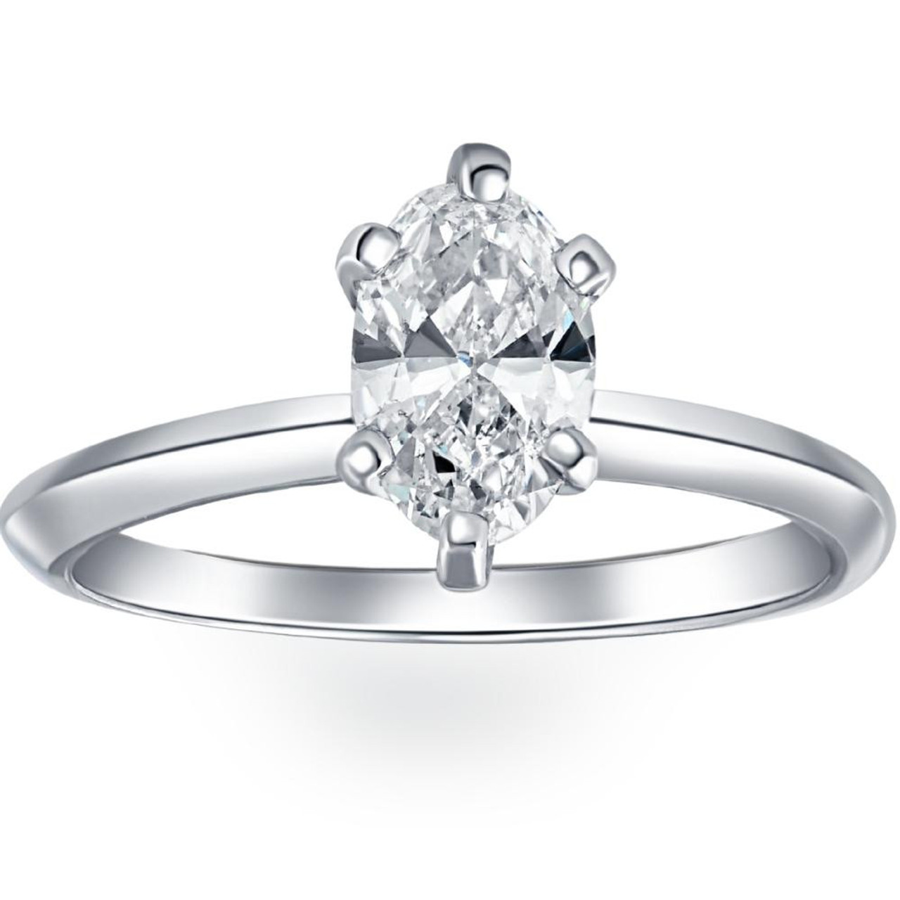 Certified Platinum 1 Ct Oval Cut Natural Diamond Solitaire Engagement Ring G SI1 G H SI