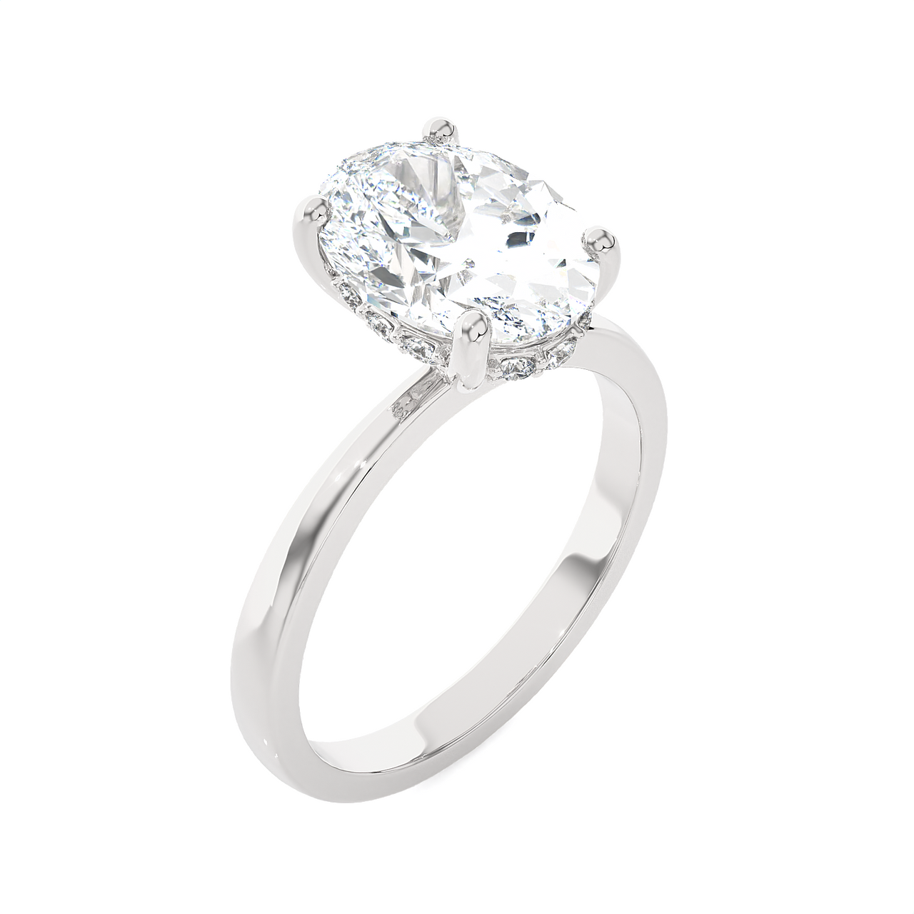 Certified 3.10Ct Oval Diamond Side Halo Engagement Ring in 14k Gold