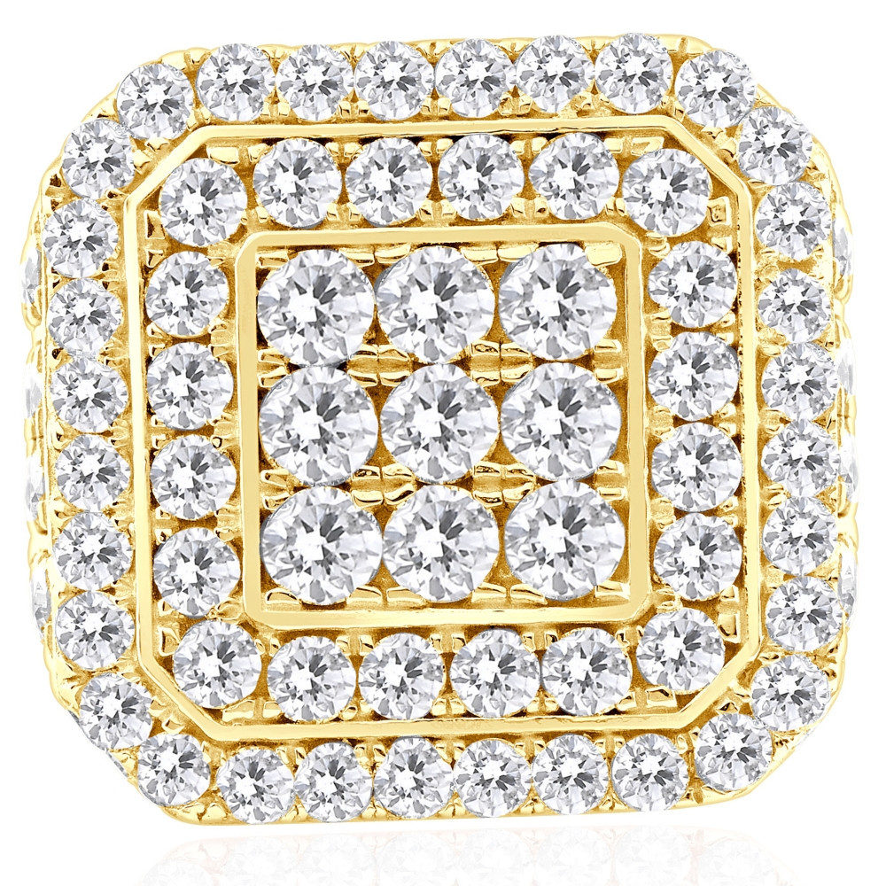5Ct Diamond Ring Men's Flashy Multi Row Wedding Band in White or Yellow ...