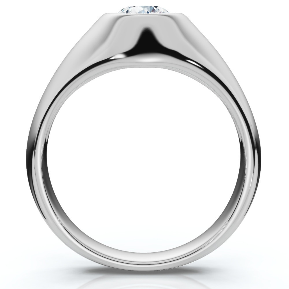 Mens Solitaire Round Diamond Ring 1Ct Anniversary Pinky Ring 14k Gold ...