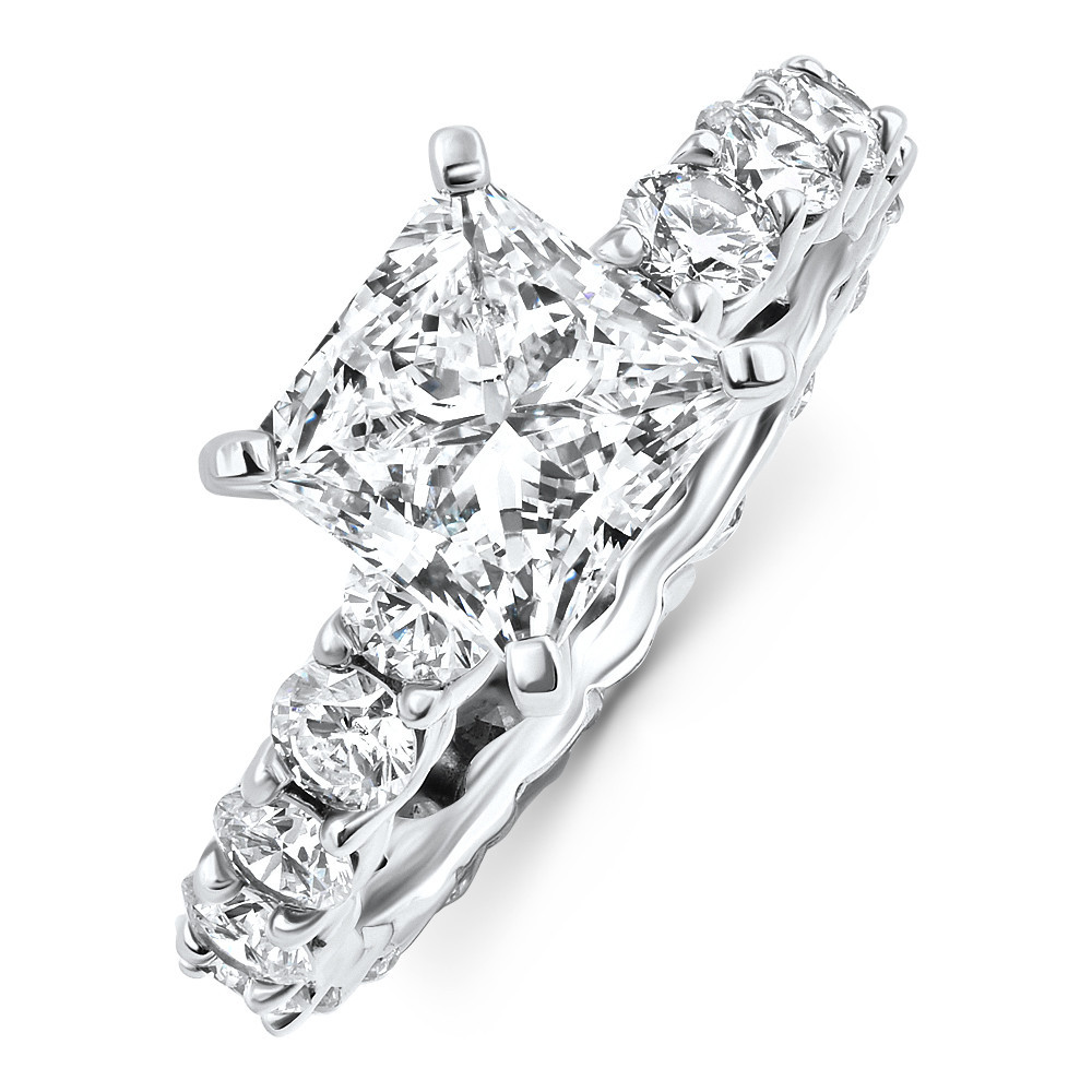 7Ct Princess Cut Diamond Eternity Engagement Ring 14k Gold Lab Grown