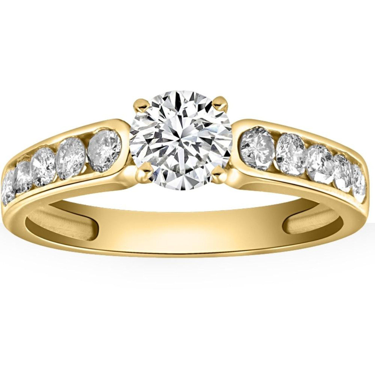 1 Ct Diamond Engagement Ring With Channel Set Accents in 10k Yellow Gold H I I1