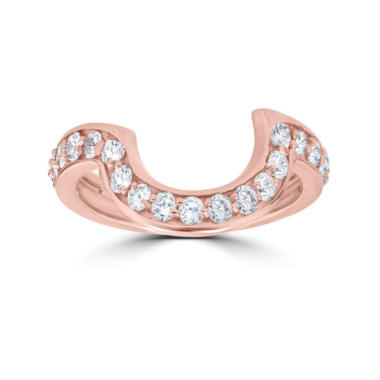 Pompeii3 1 2 Cttw 14K Rose Gold Diamond Curved Contour Band for Forever US 2 Stone Ring Size 8