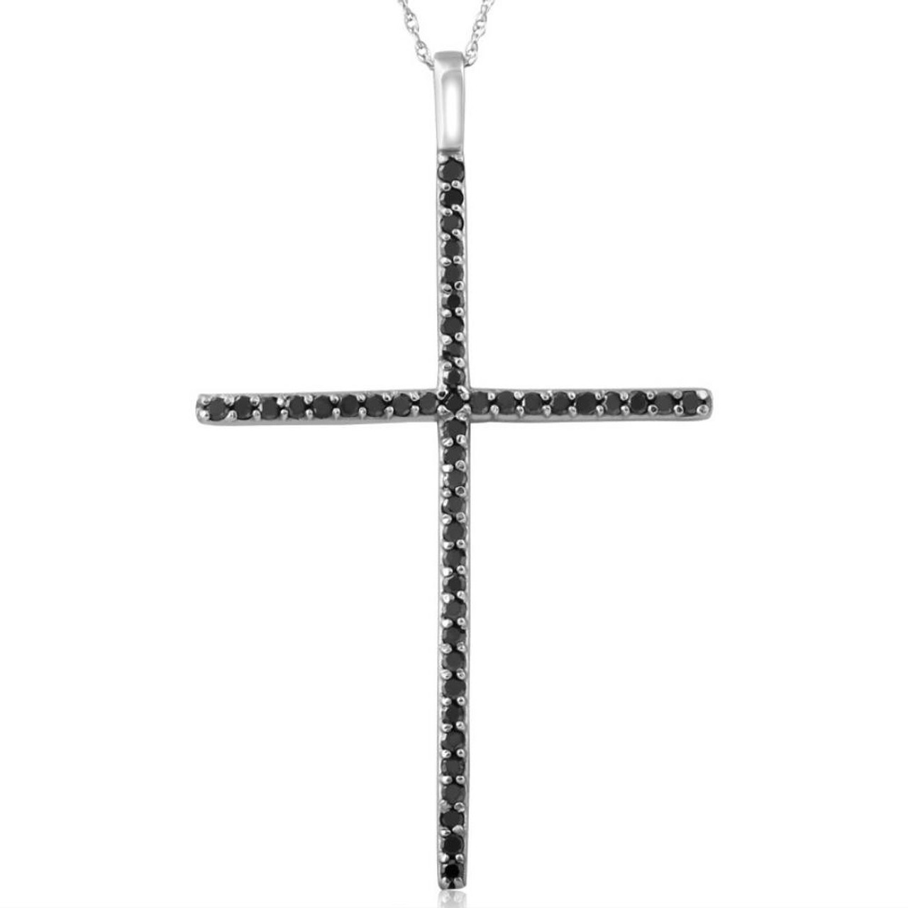 Pompeii 3 White Gold 1 2ct Black Diamond Cross Pendant Necklace