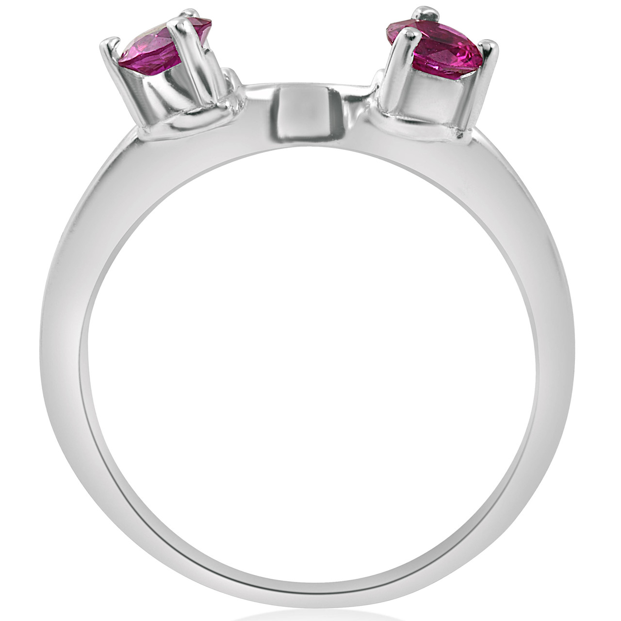 1/2ct Ruby Wrap Engagement Guard Ring 14K White Gold