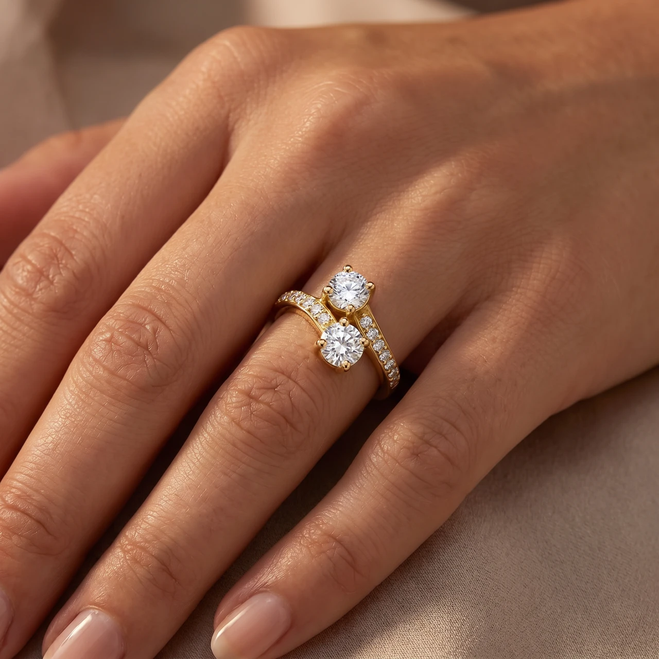 2 Ct Forever Us 2 Stone Diamond Engagement Ring 14k Yellow Gold