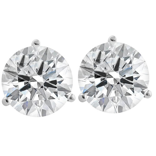 4 Ct TW Round Lab Grown Ideal Cut Martini Diamond Studs 14k Yellow Gold