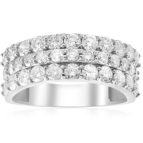 1 3/4ct Diamond Wedding Triple Row Ring 14K White Gold