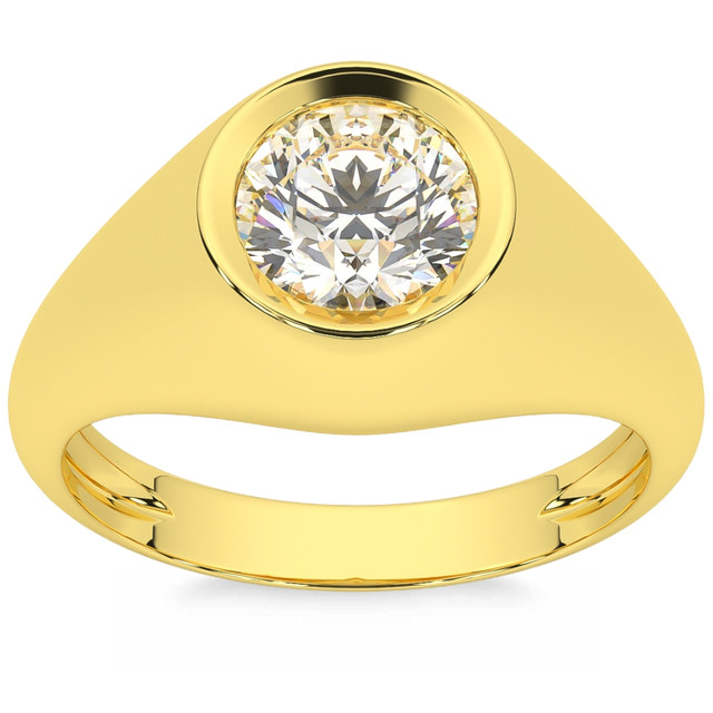 1.50CT Mens Diamond Solitaire Ring 14K Yellow Gold