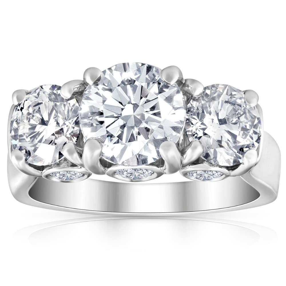 4 5 8 Ct TW Three Stone Diamond Engagement Ring 14k White Gold Lab Grown
