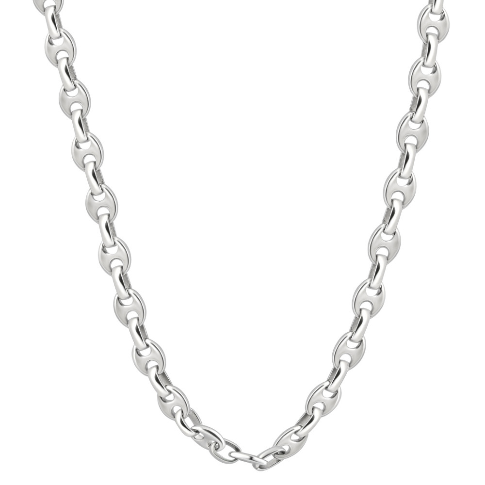 Men's Polished Steel Clasp 8.5mm Mariner Flexible Link 23" Chain
