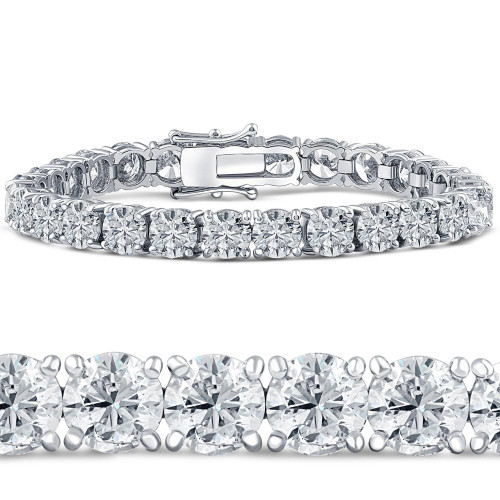 26.94Ct TW Round Diamond 7" Tennis Bracelet 14k White Gold Lab Grown
