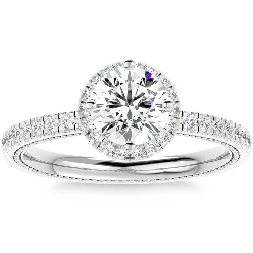 1 1 3ct Diamond And Moissanite Halo Engagement Ring In 10k Gold