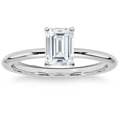 Platinum 1Ct Emerald Cut Diamond Solitaire Engagement Ring Lab Grown