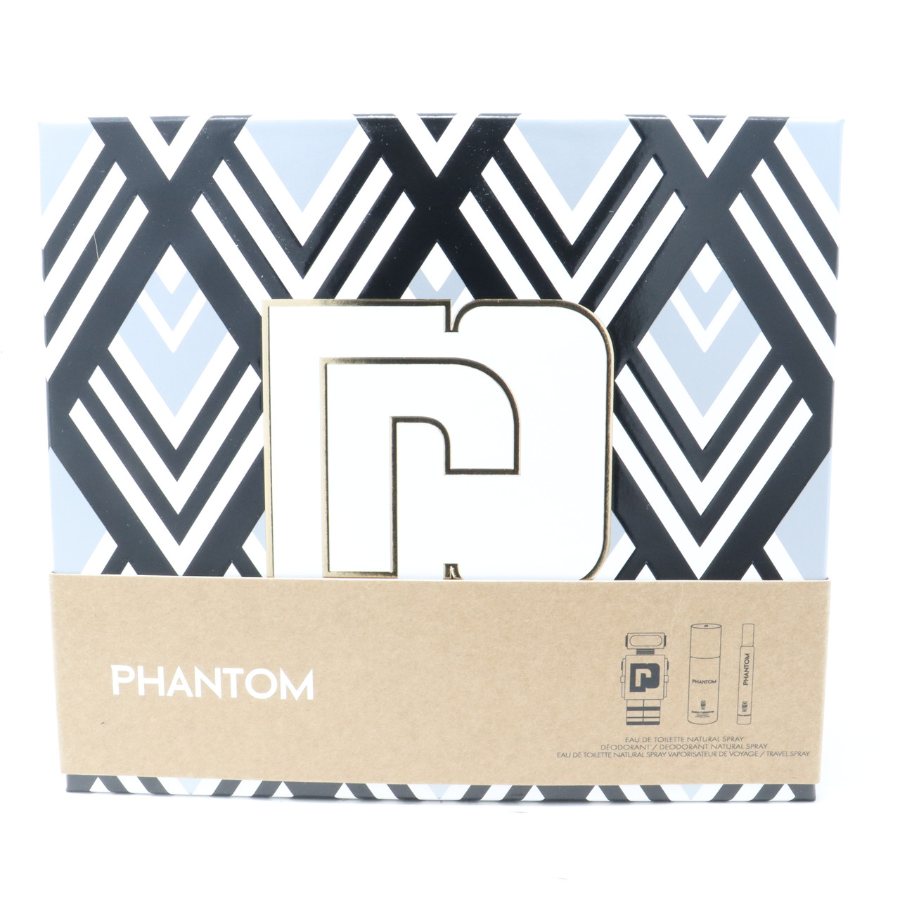 Paco Rabanne Phantom Eau De Toilette 3-Pcs Gift Set / New With Box